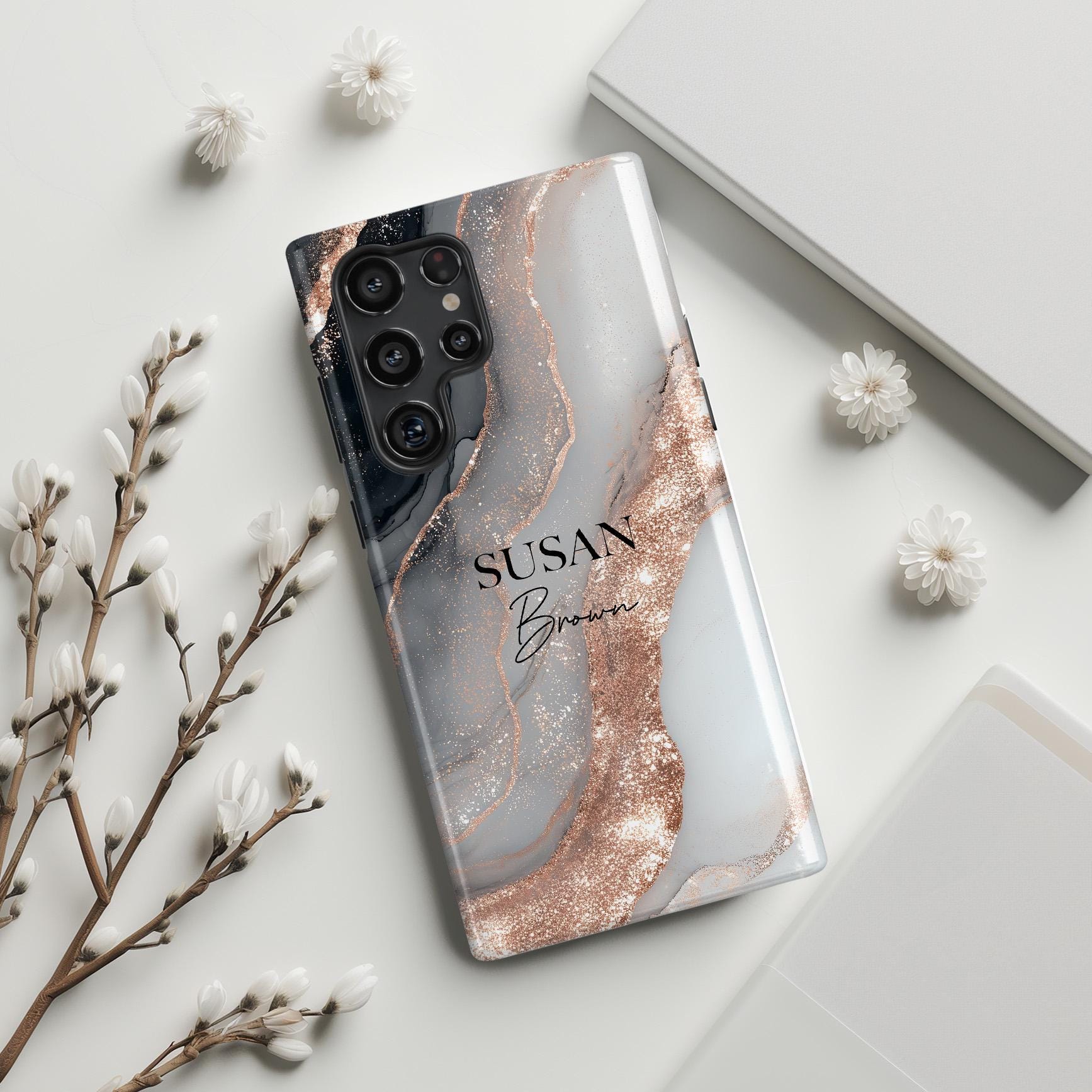 Personalized Rose Gold Marble Design Phone Case for Samsung Galaxy S26 ...