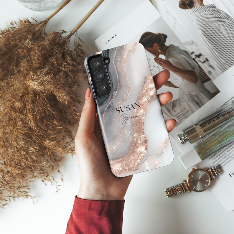 Personalized Rose Gold Marble Design Phone Case for Samsung Galaxy S26 ...