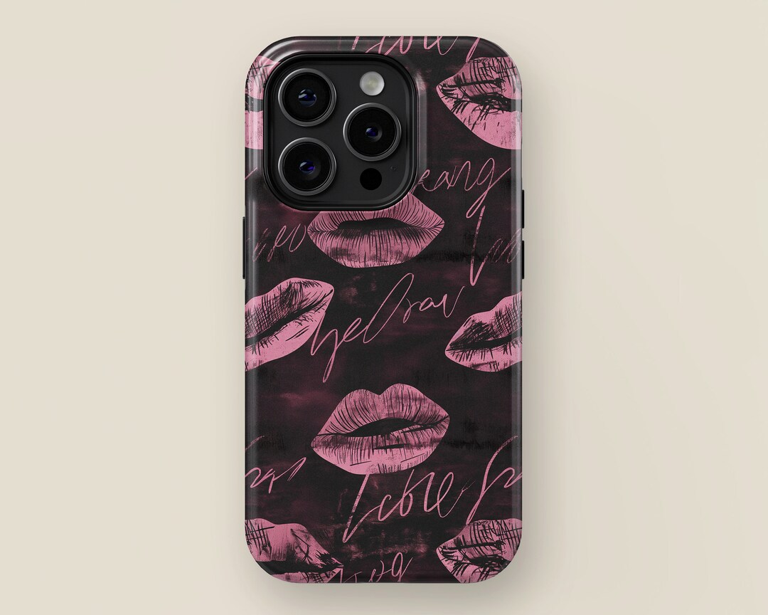 Inky Pink Lips Lipstick Kiss Phone Case With Magsafe for iPhone 15, 14 ...