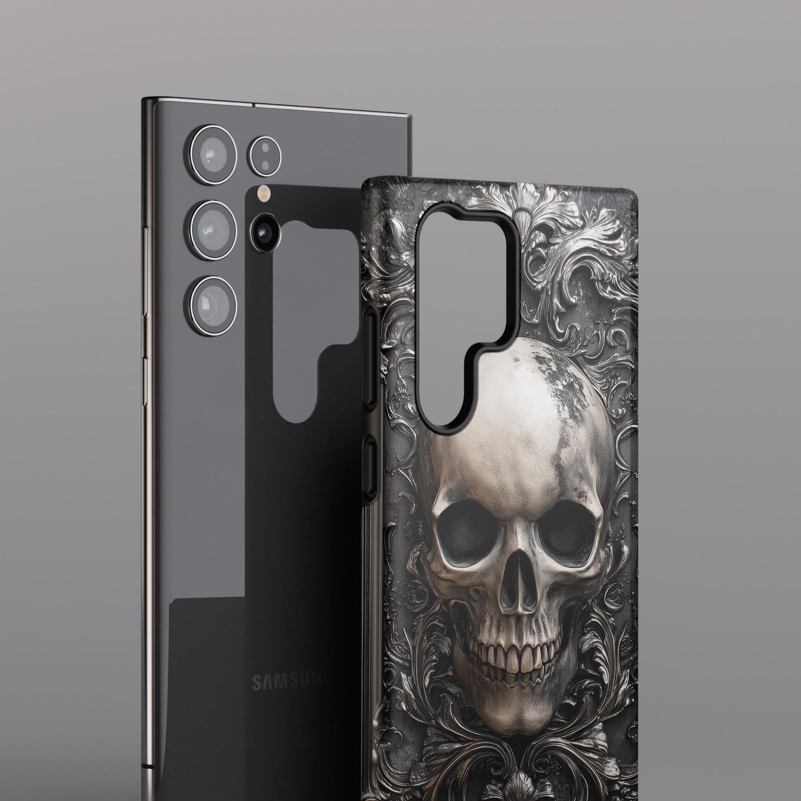 Gothic Skull Metalwork Design Phone Case for Samsung Galaxy S26, S25 ...