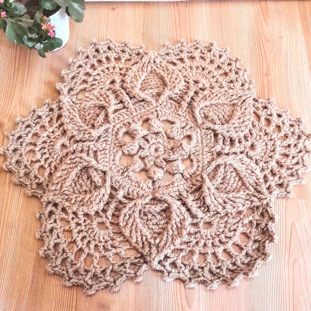 Crochet Jute Rug, Round Crochet Rug, Knitted Decor Rug, Jute Boho Rug ...