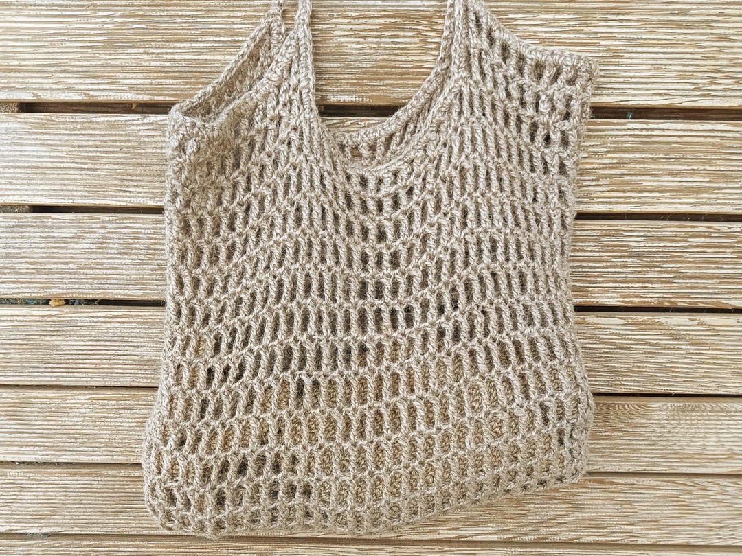 Large Packable Mesh Beach Bag, Retro Jute Net Shopping Bag, Foldable ...