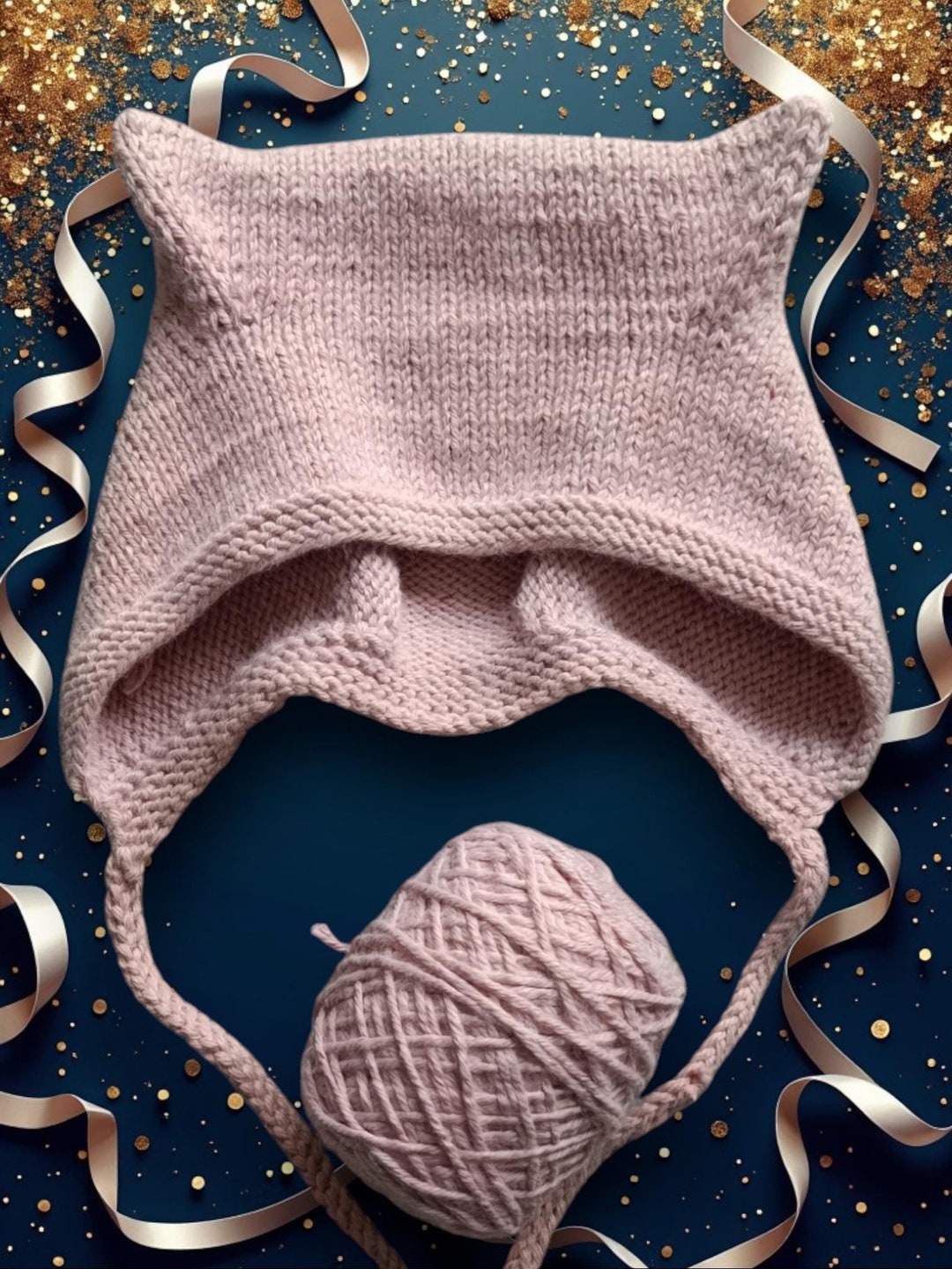 Knit Cat Bonnet Knit Adult Bonnet Bamboo Hat Pink Adult Bonnet Winter ...