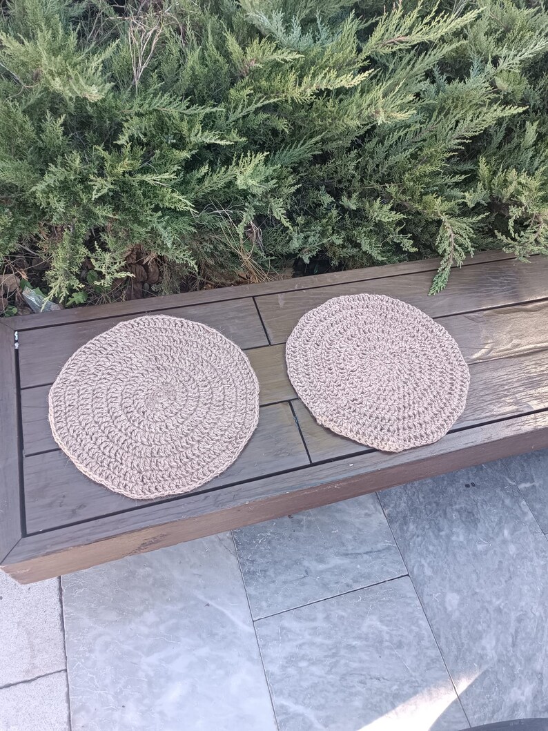 Bench Cushion Made of Jute, Crochet Jute Chair Cover, Universal Bench ...