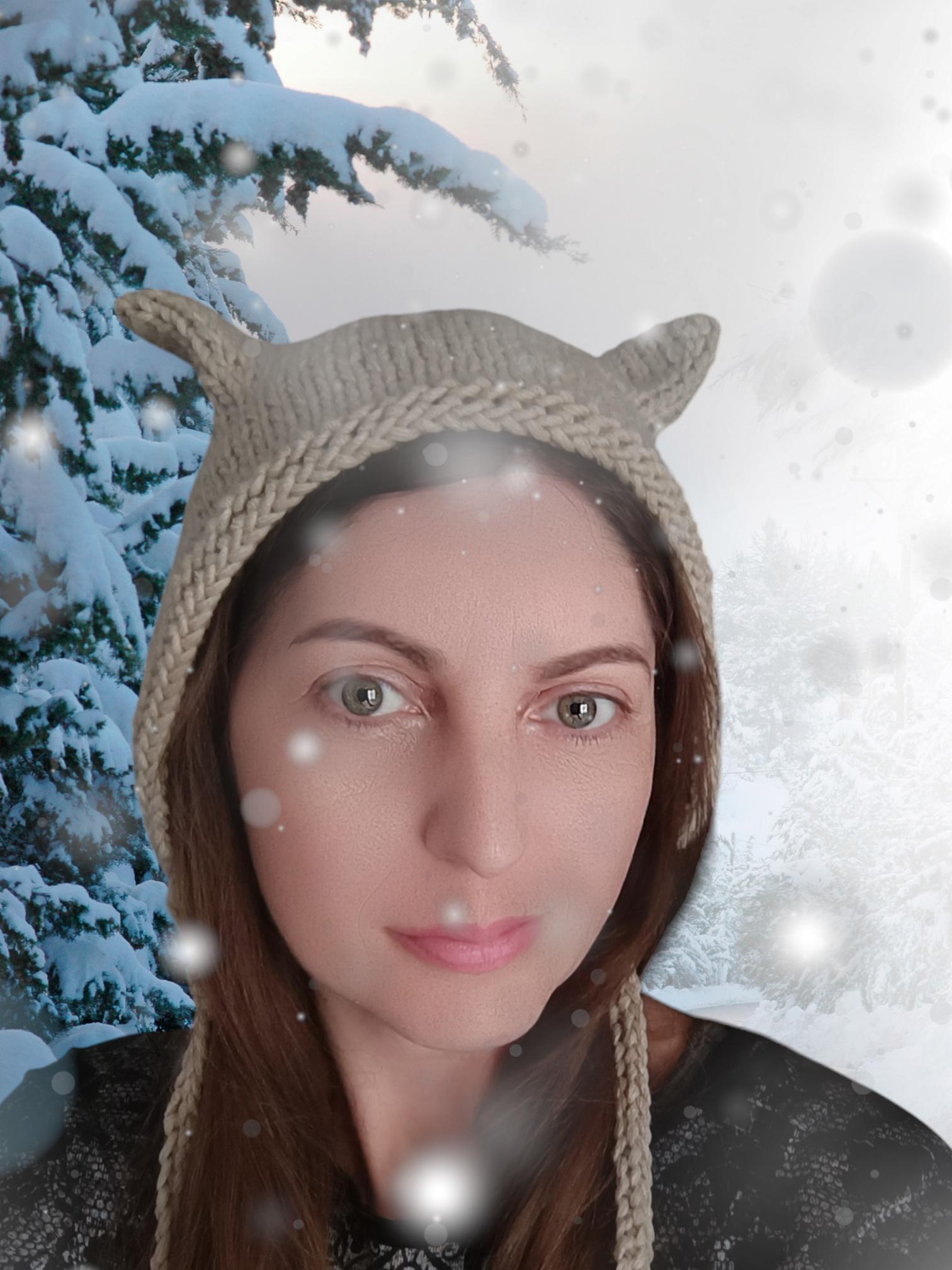 Beige Adult and Teenagers Bonnet With Ears, Knitted Cat Bonnet, Beige ...