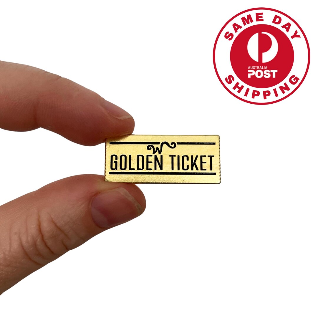 Enamel Pin, Willy Wonka Golden Ticket Movie Lover Gifts, Clothes Pins ...
