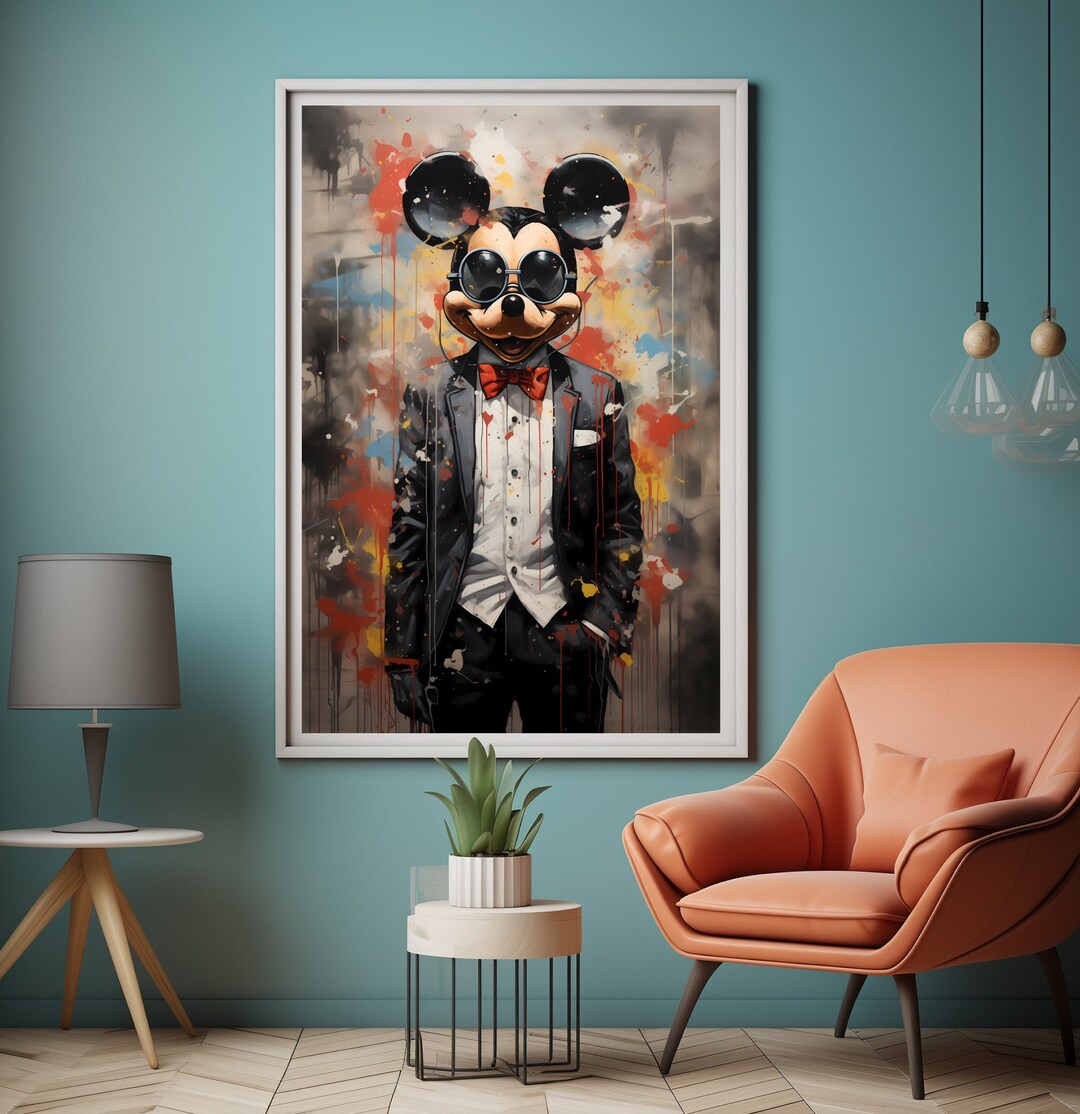 MICKEY MOUSE Poster, Home Decor, Cartoon Poster, Graffiti Art, Banksy ...