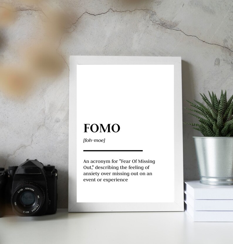 FOMO Slang Definition Print, Wall Art, Home Decor, Minimalist Poster ...