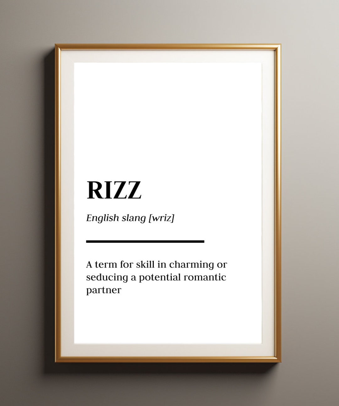 RIZZ Slang Definition Print, Wall Art, Home Decor, Minimalist Poster ...