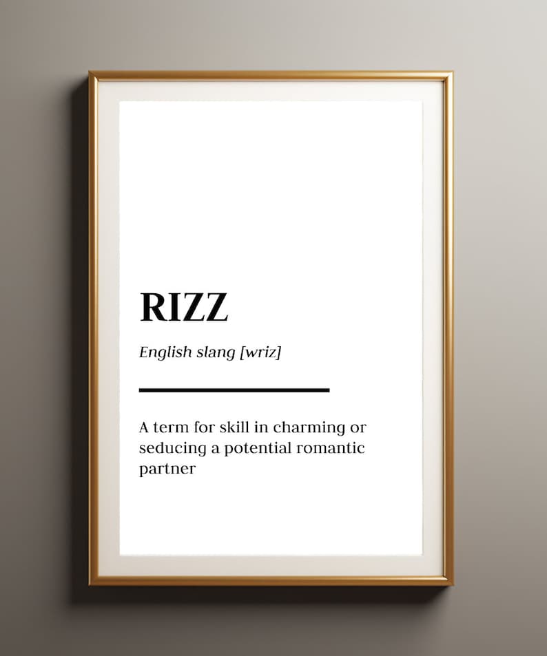 RIZZ Slang Definition Print, Wall Art, Home Decor, Minimalist Poster ...