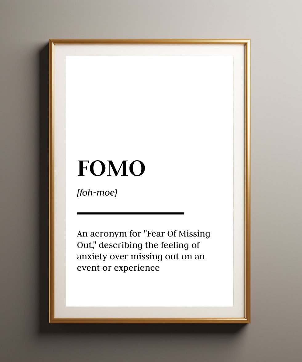 FOMO Slang Definition Print, Wall Art, Home Decor, Minimalist Poster ...