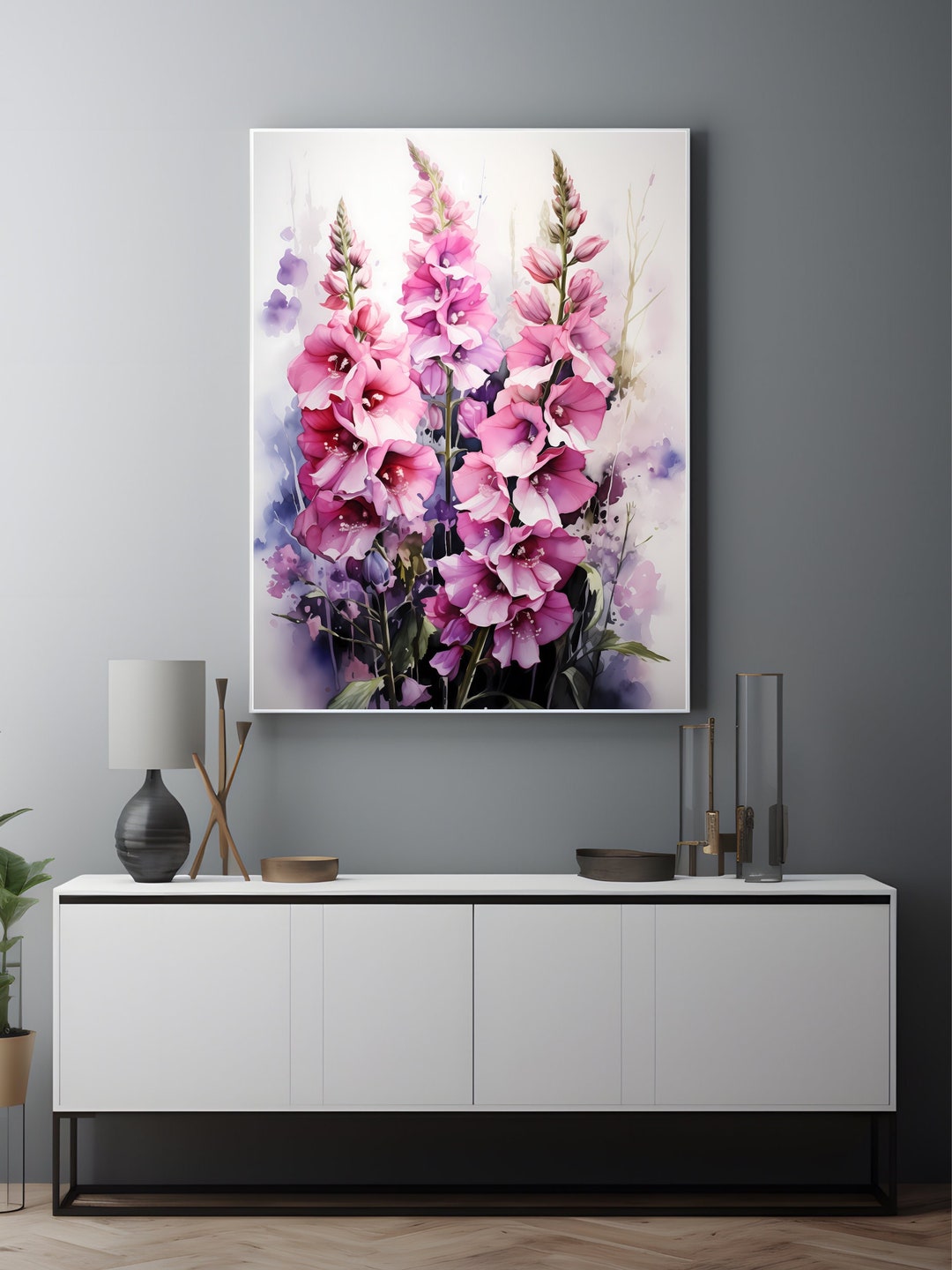 FOXGLOVE Poster, Home Decor, Flower Poster, Watercolor Art, Flower ...