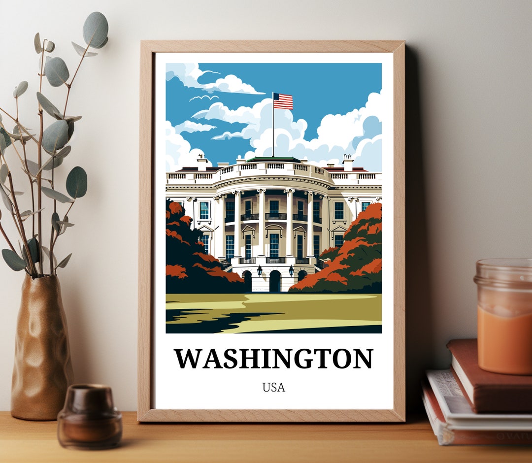 WASHINGTON Poster, Home Decor, Wall Art, Retro Poster, Vintage Wall Art ...