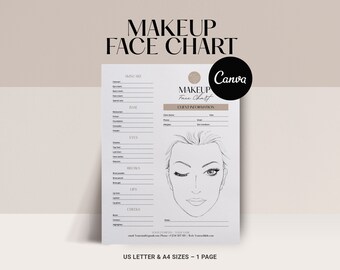 Editable Makeup Artist Face Chart Template, Freelance Artist Form ...
