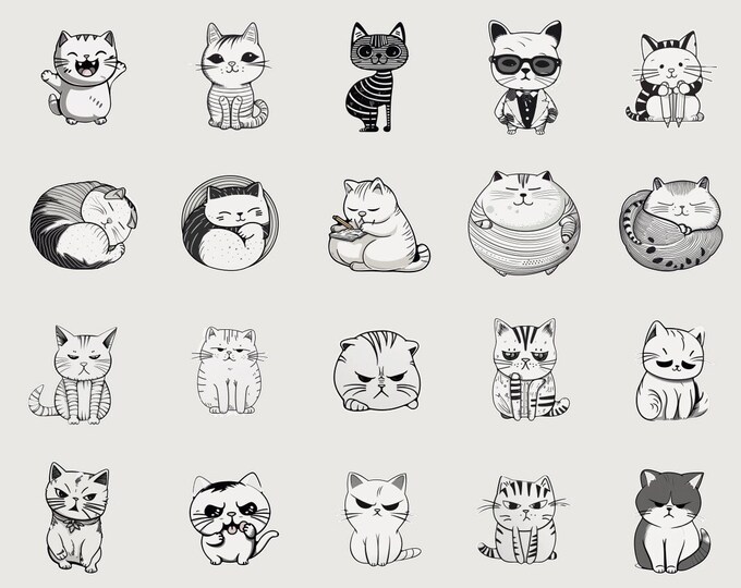 Cute Moody Cats Clipart Funny Kitty Clip Art Cat Icons Pet ...