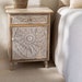 Indian Vintage Carved Whitewash Bedside Table Night Stand for Bedroom ...