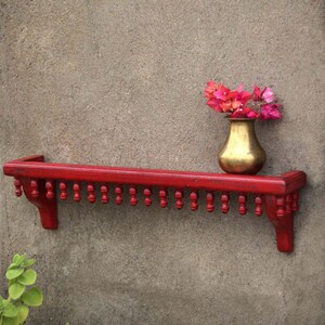 Indian Kachh Wooden Wall Shelf in Solid Hard Wood Vintage Style Rustic ...