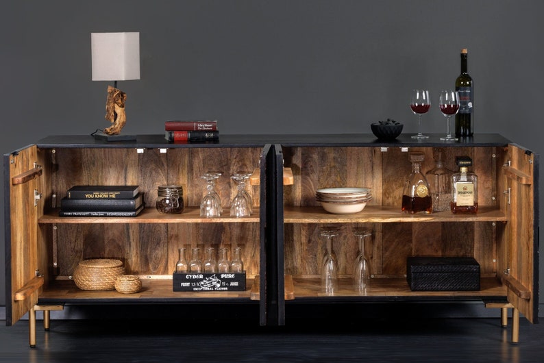 Manadala Solid Mango Wood SIDEBOARD With Golden Feet 177 Cm - Etsy