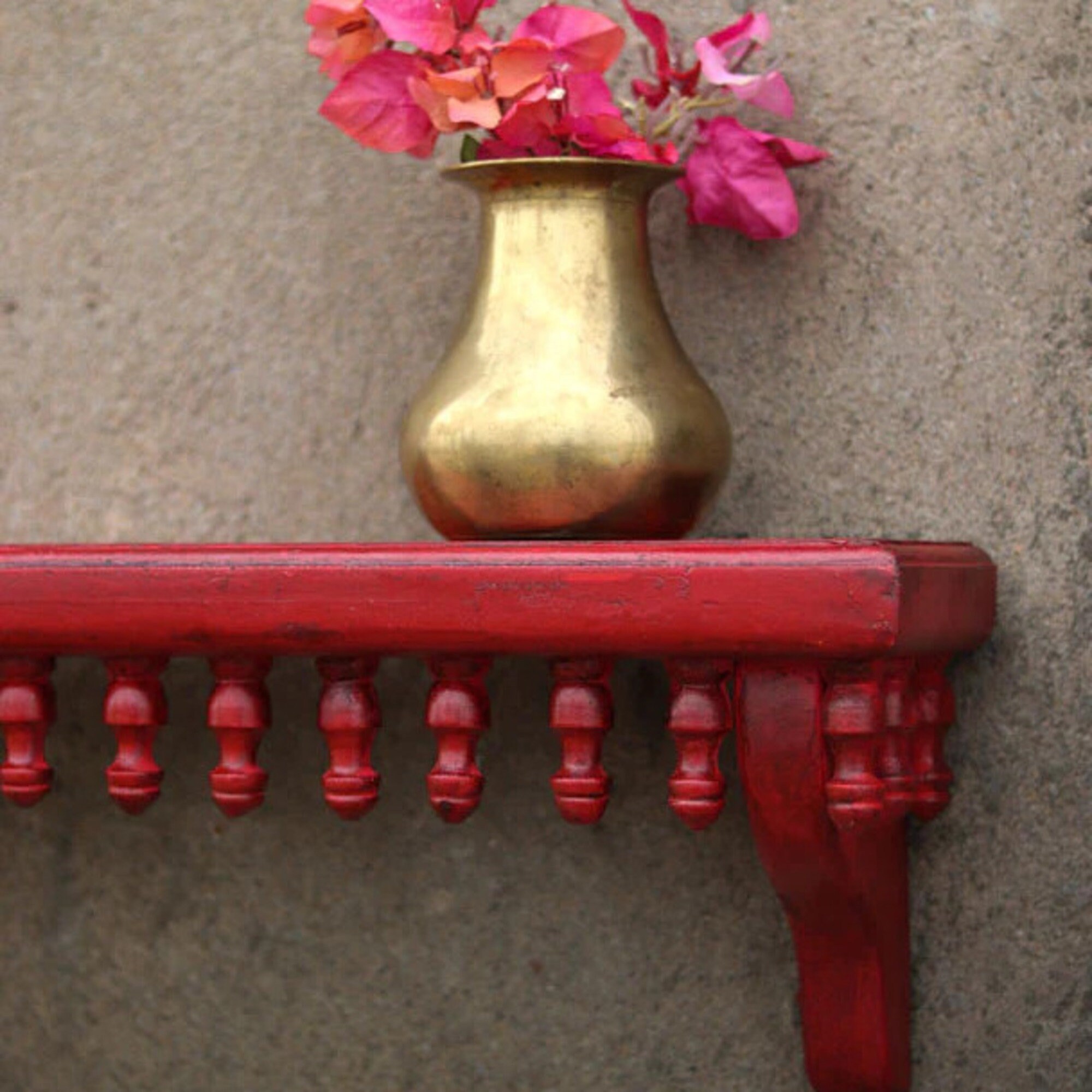 Indian Kachh Wooden Wall Shelf in Solid Hard Wood Vintage Style Rustic ...