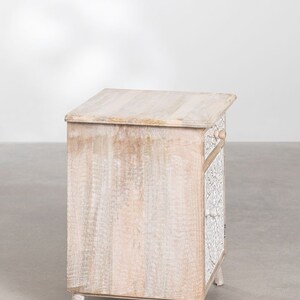 Indian Vintage Carved Whitewash Bedside Table Night Stand for Bedroom ...