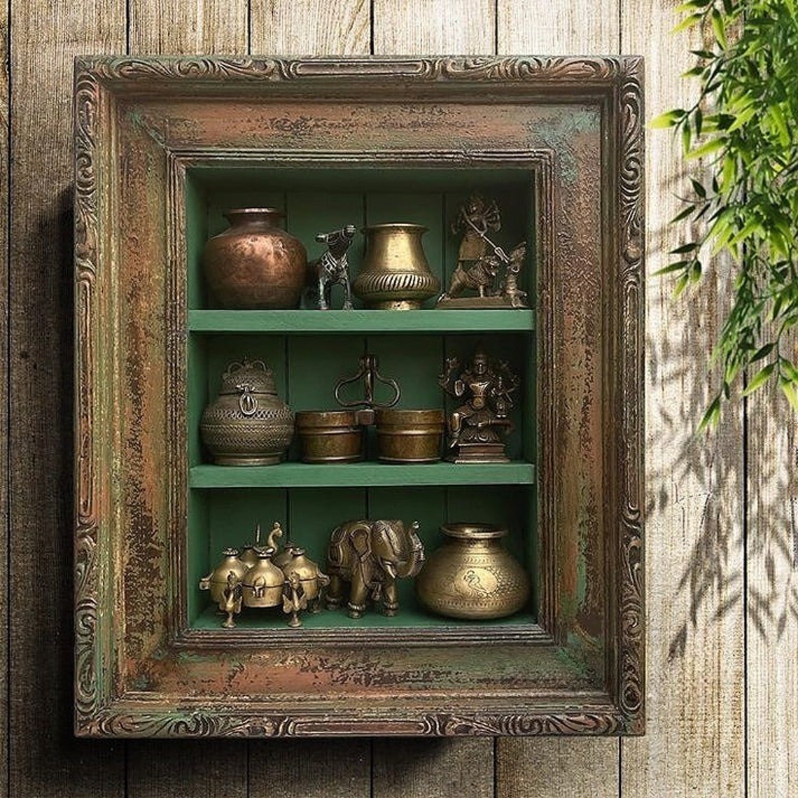 Indian Hand Carved Vintage Finish Wall Shelves Wall Shelf in Solid Hard ...