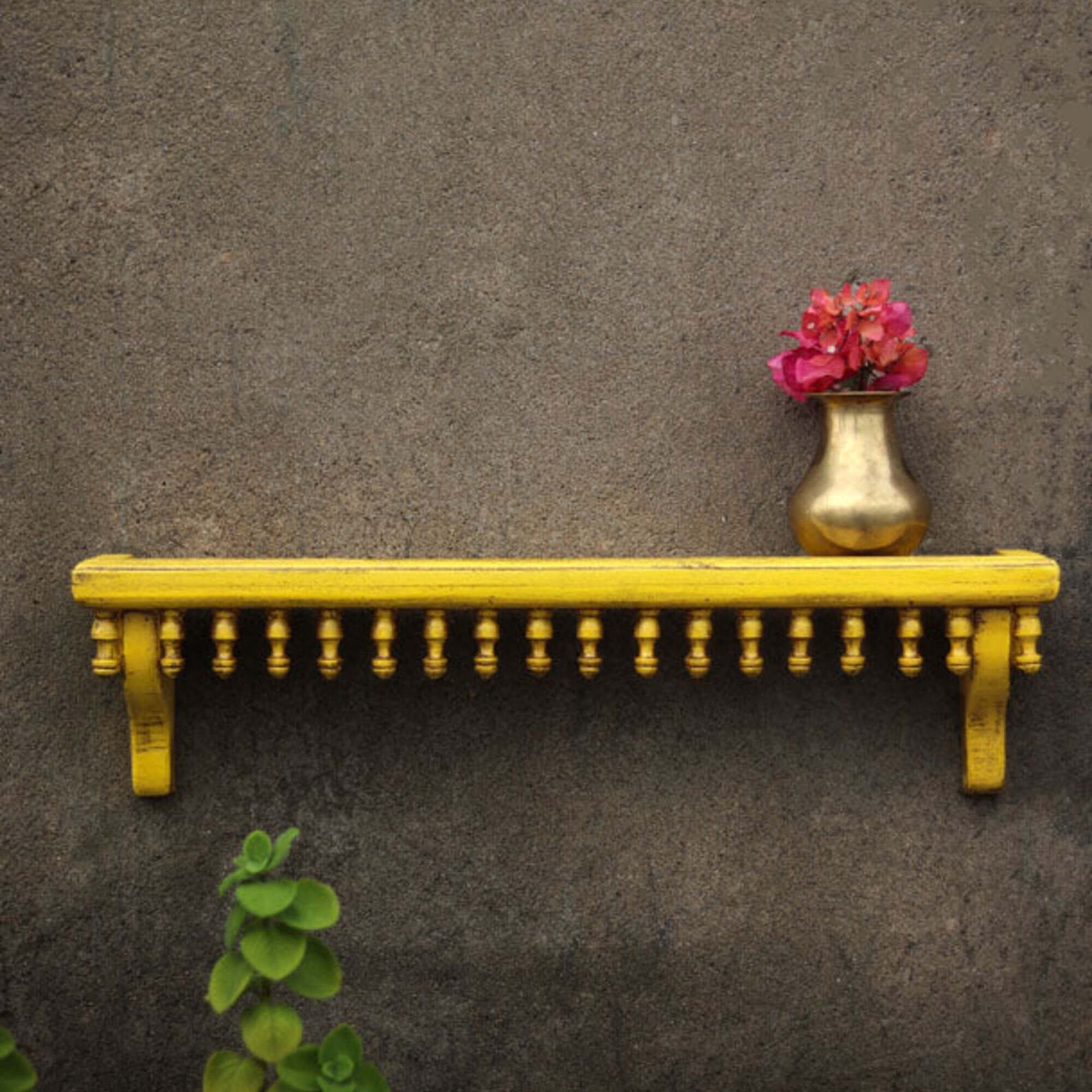 Indian Kachh Wooden Wall Shelf in Solid Hard Wood Vintage Style Rustic ...