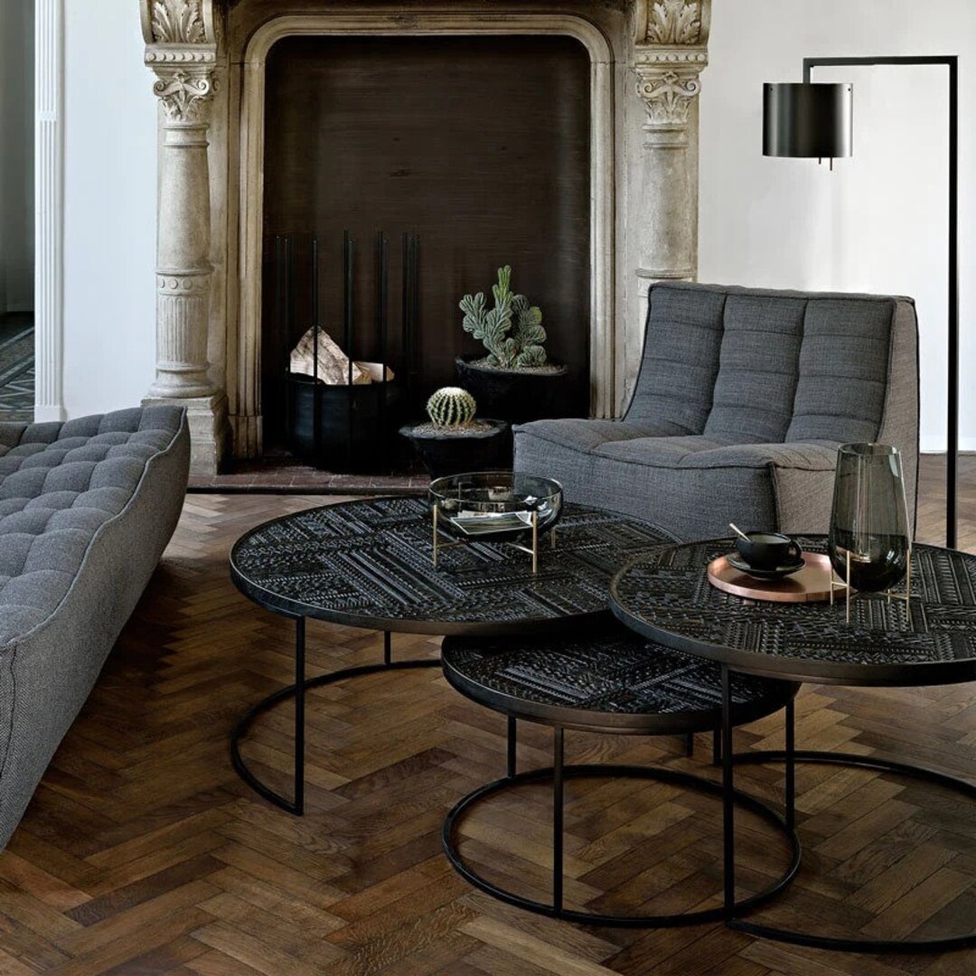 Indian Tabwa Nesting Round Table Set of 3 Coffee Table Bedroom Living ...