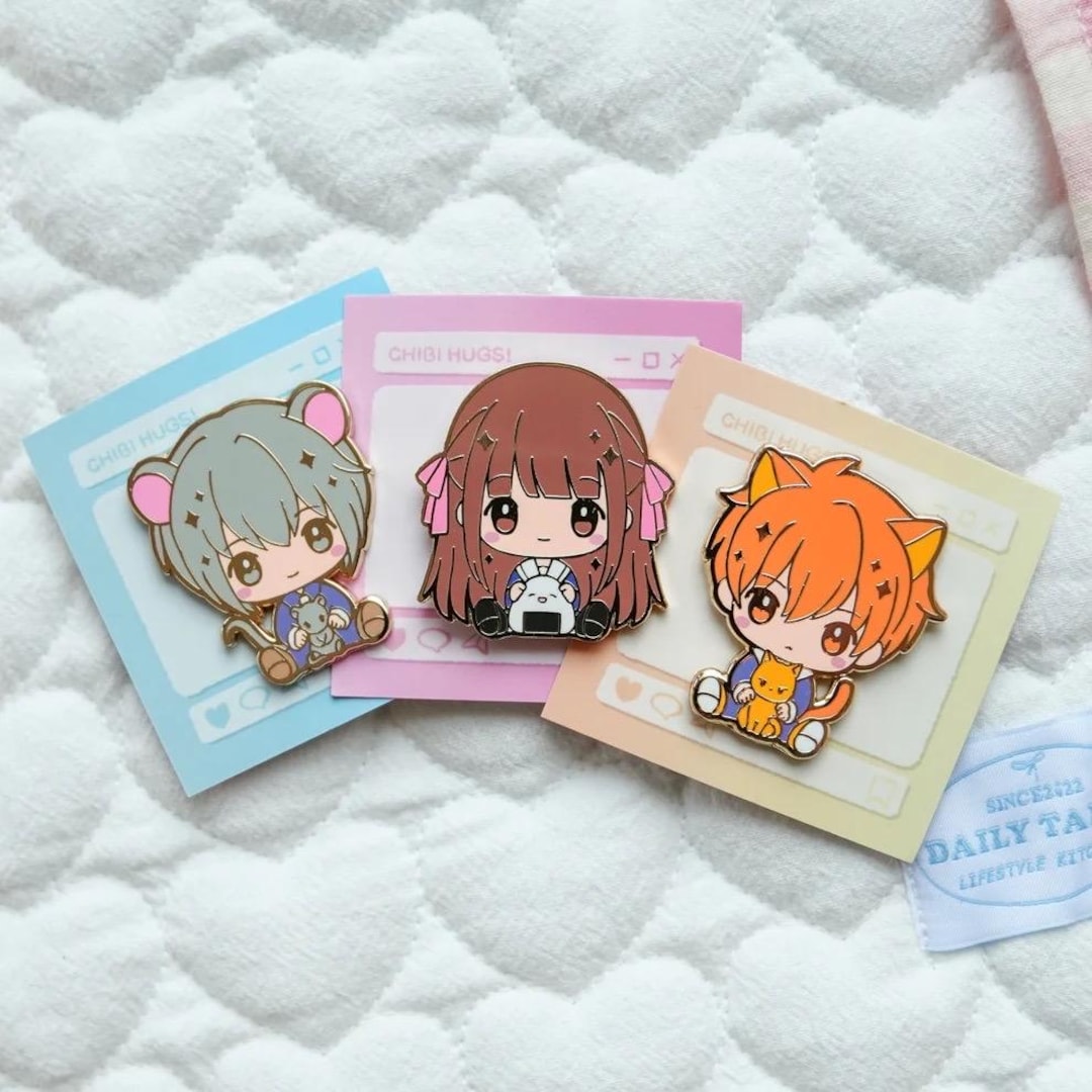 Tohru, Yuki & Kyo Chibi Hug Enamel Pin: Kawaii Anime Collectible ...