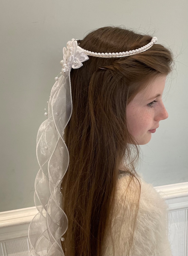 First Holy Communion Trailing Veil Hair Accessory - Etsy