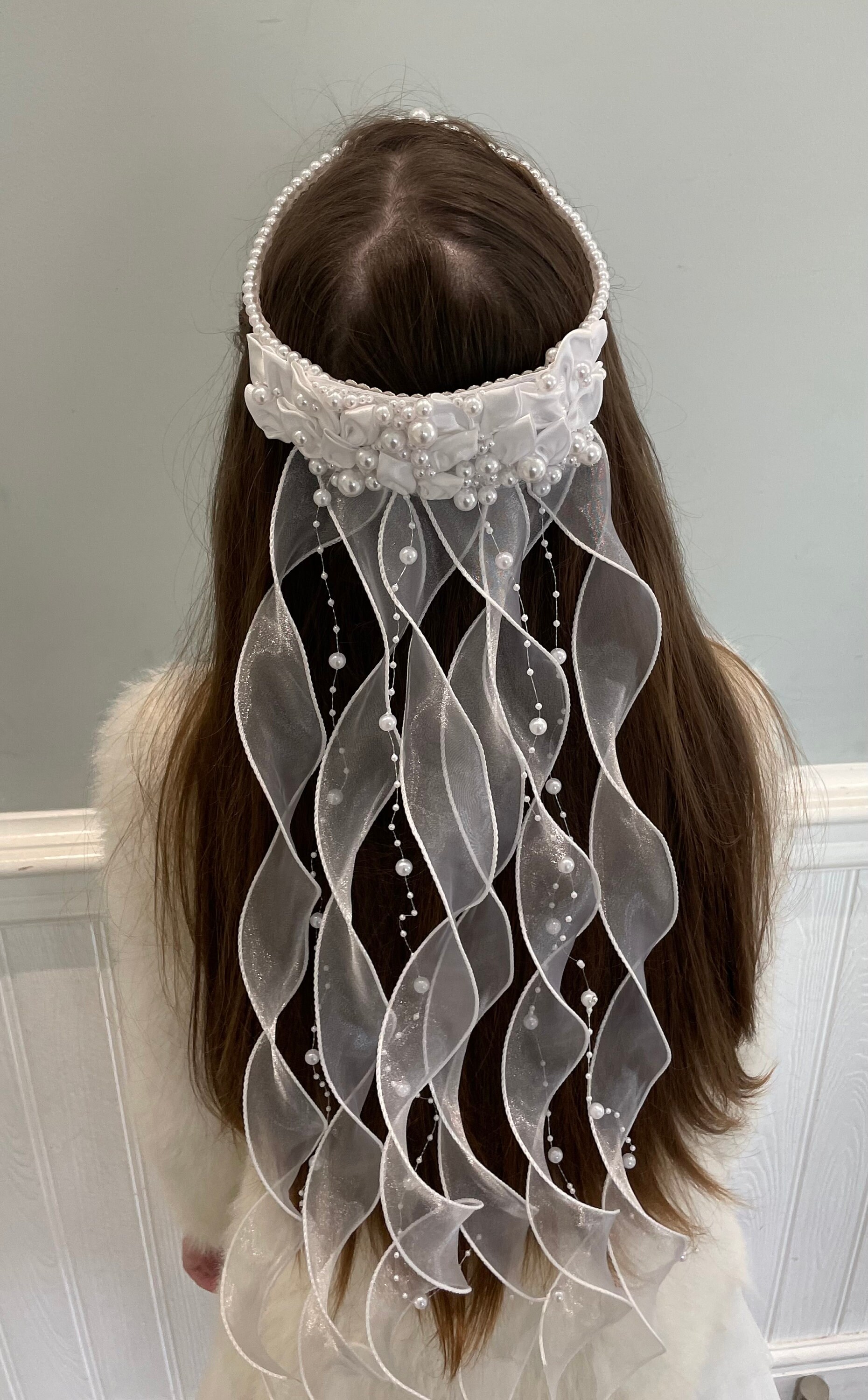 First Holy Communion Trailing Veil Hair Accessory - Etsy