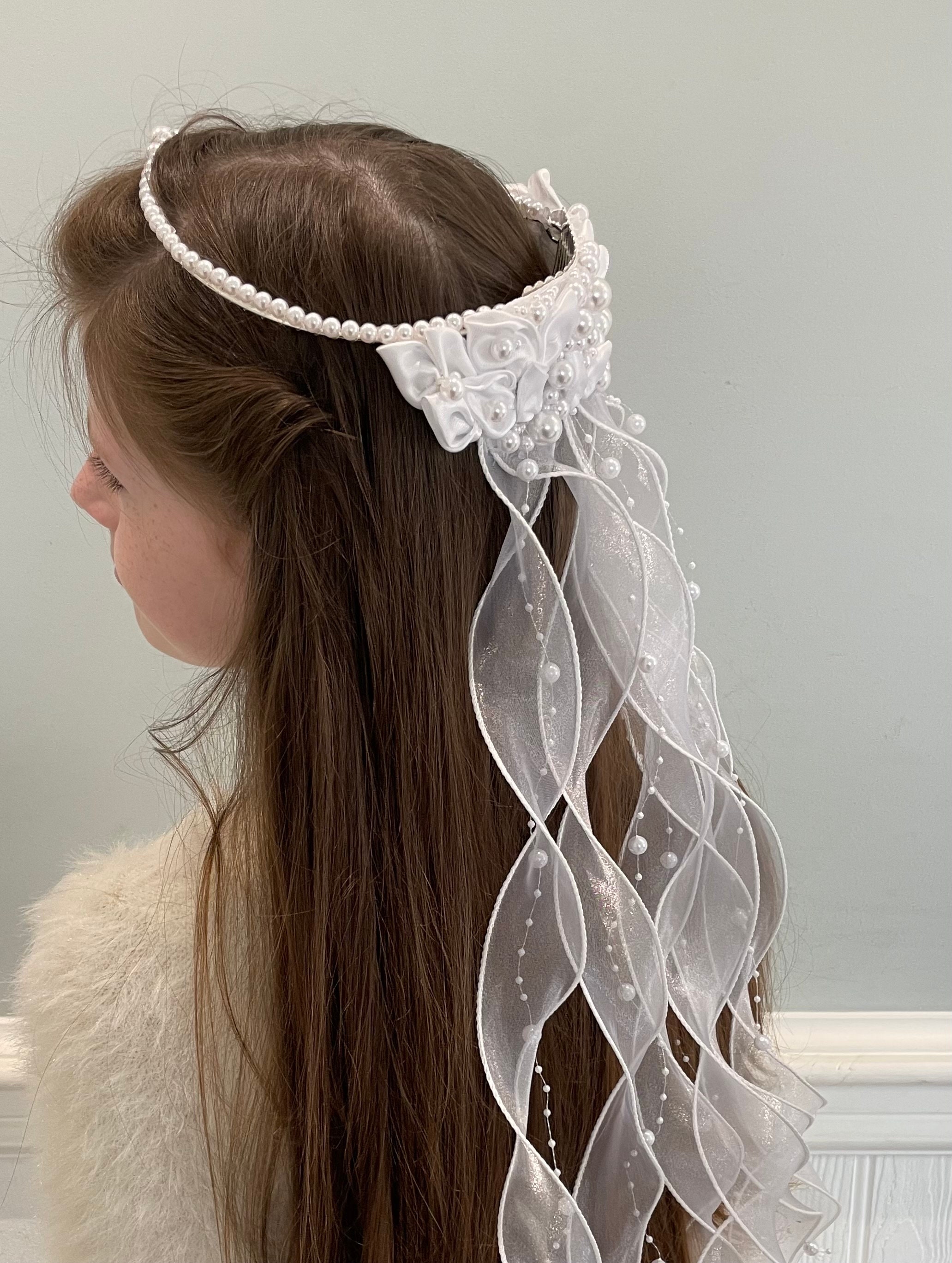 First Holy Communion Trailing Veil Hair Accessory - Etsy