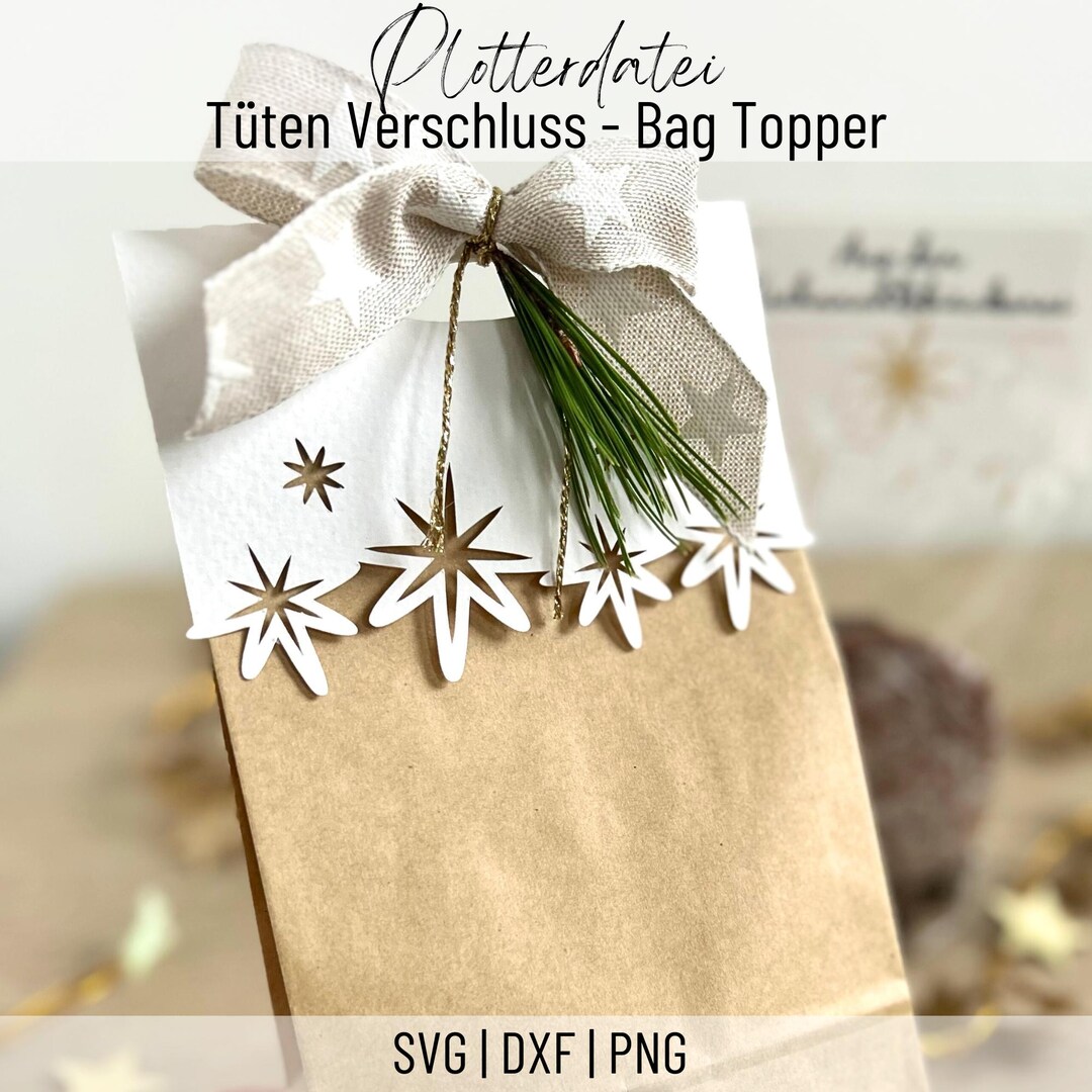 Plotter File Bag Closure Star, Bag Topper, Christmas, Advent Calendar ...