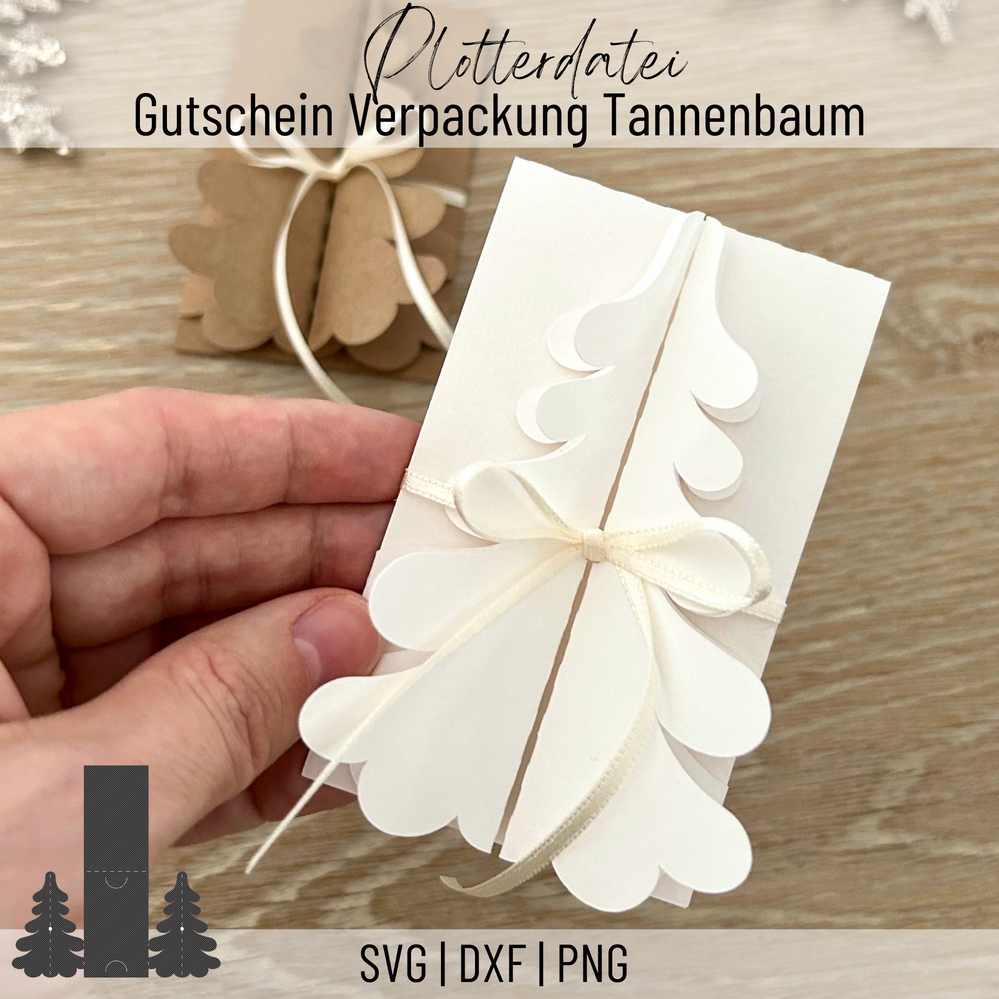 Plotterdatei Gutschein Verpackung Tannenbaum, Weihnachten, Verpackung für Gutscheinkarte, Last ...