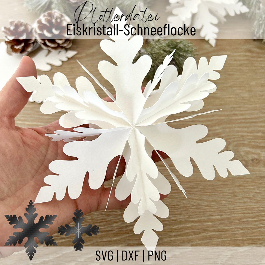 Plotterdatei Schneeflocke 3D, Eiskristall, Papierschneeflocke, Weihnachten, Schneidedatei SVG ...