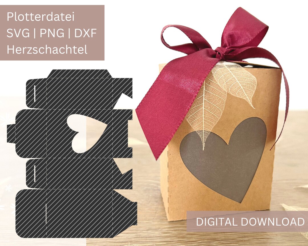 Plotterdatei SVG PNG DXF Herz Box Geschenkschachtel - Etsy.de