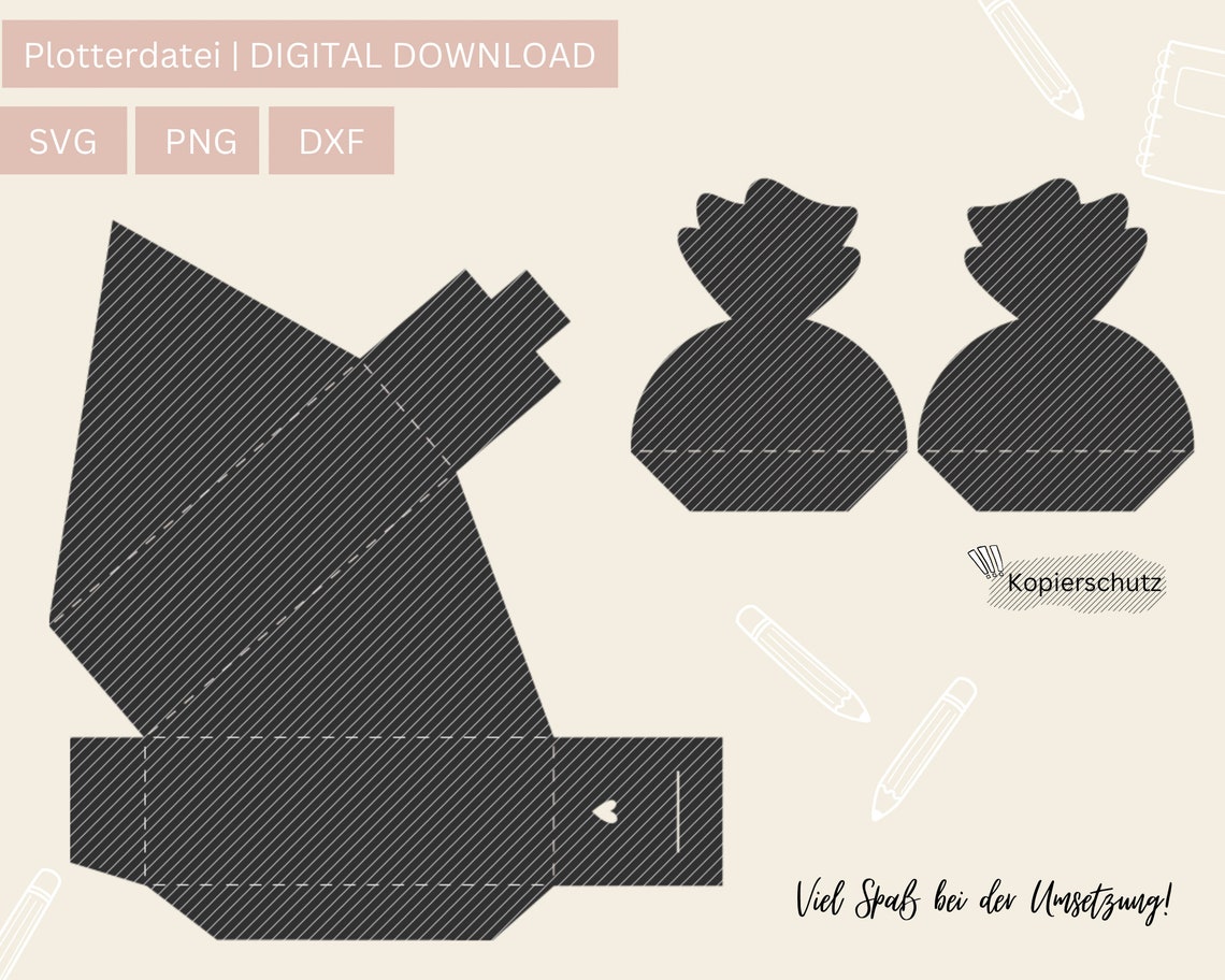 Plotter File SVG PNG DXF School Cone Gift Box Digital - Etsy