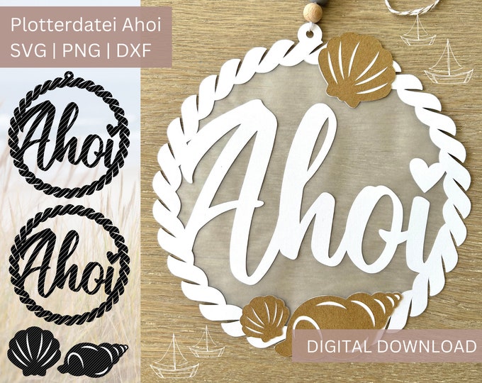 Plotterdatei SVG PNG DXF Maritim Ahoi Muscheln - Etsy.de
