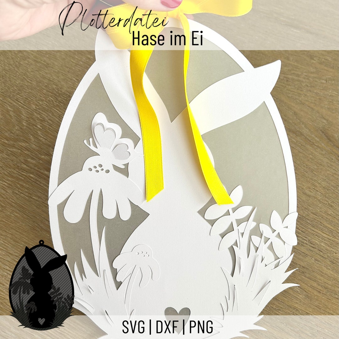 Plotterdatei SVG, PNG, DXF Ostern, Hase in Blumenwiese, Fensterdeko, Schneidedatei - Etsy.de