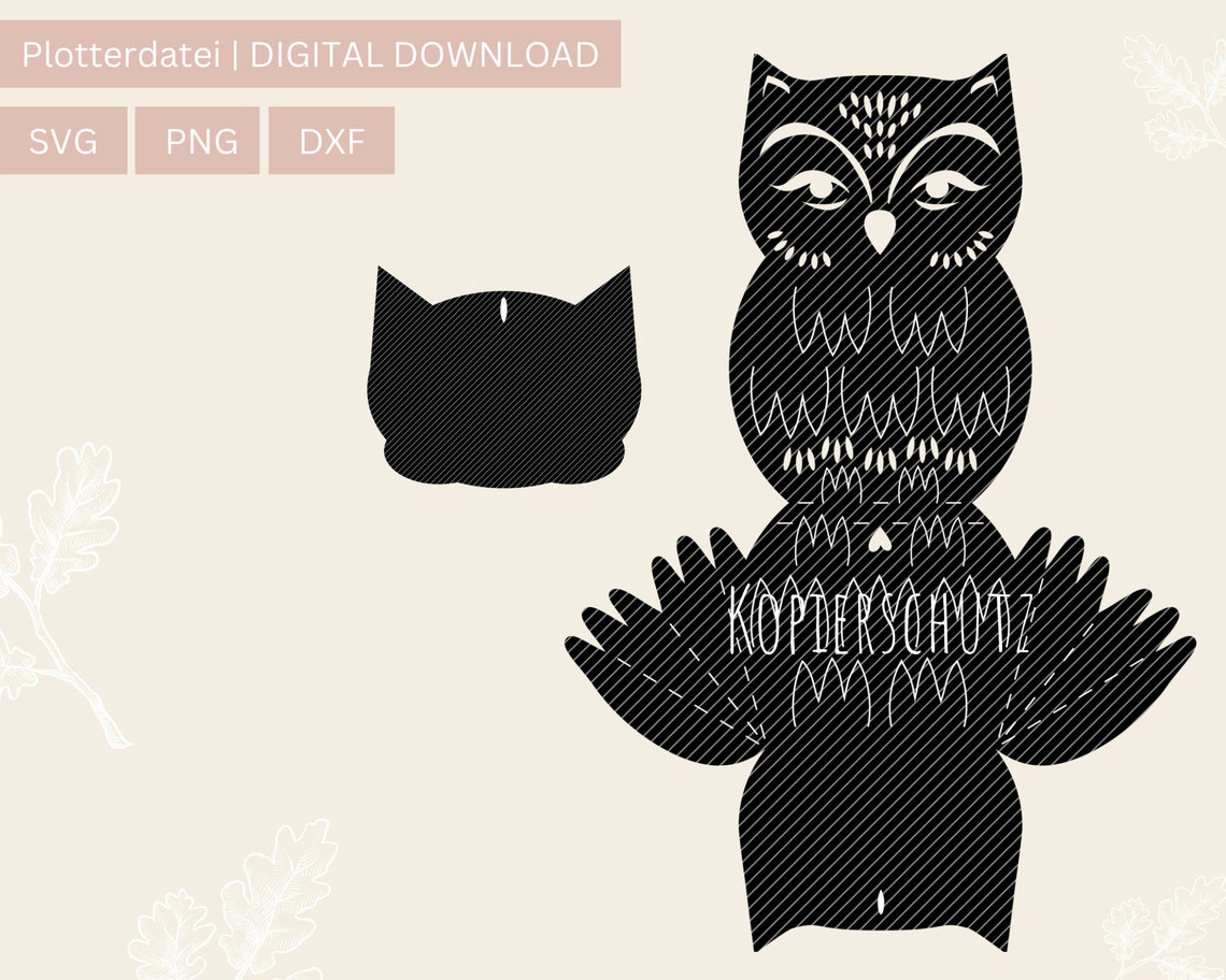 Plotterdatei SVG PNG DXF Eule Anhänger Herbst - Etsy.de