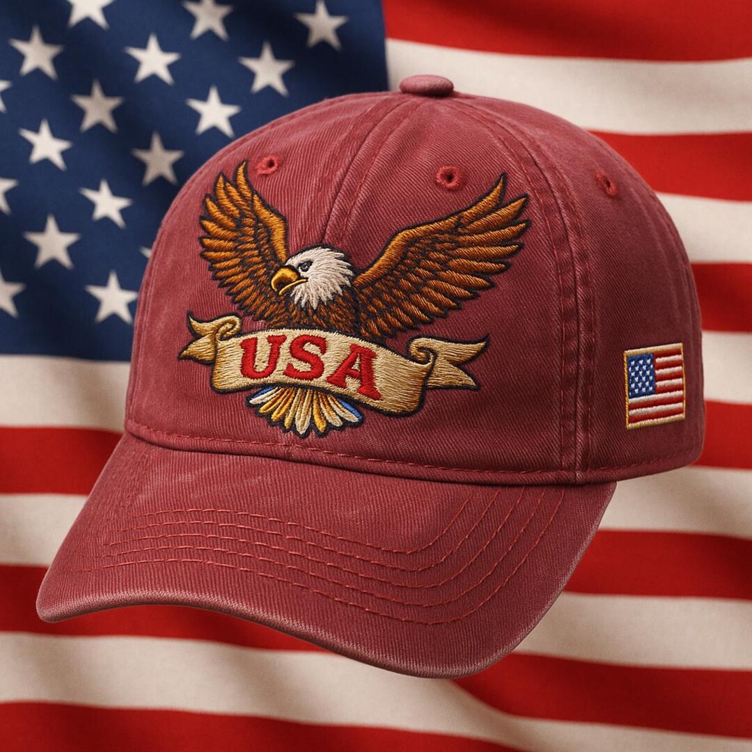 USA American Eagle Embroidered Dad Cap, Patriotic Flying Eagle Hat ...