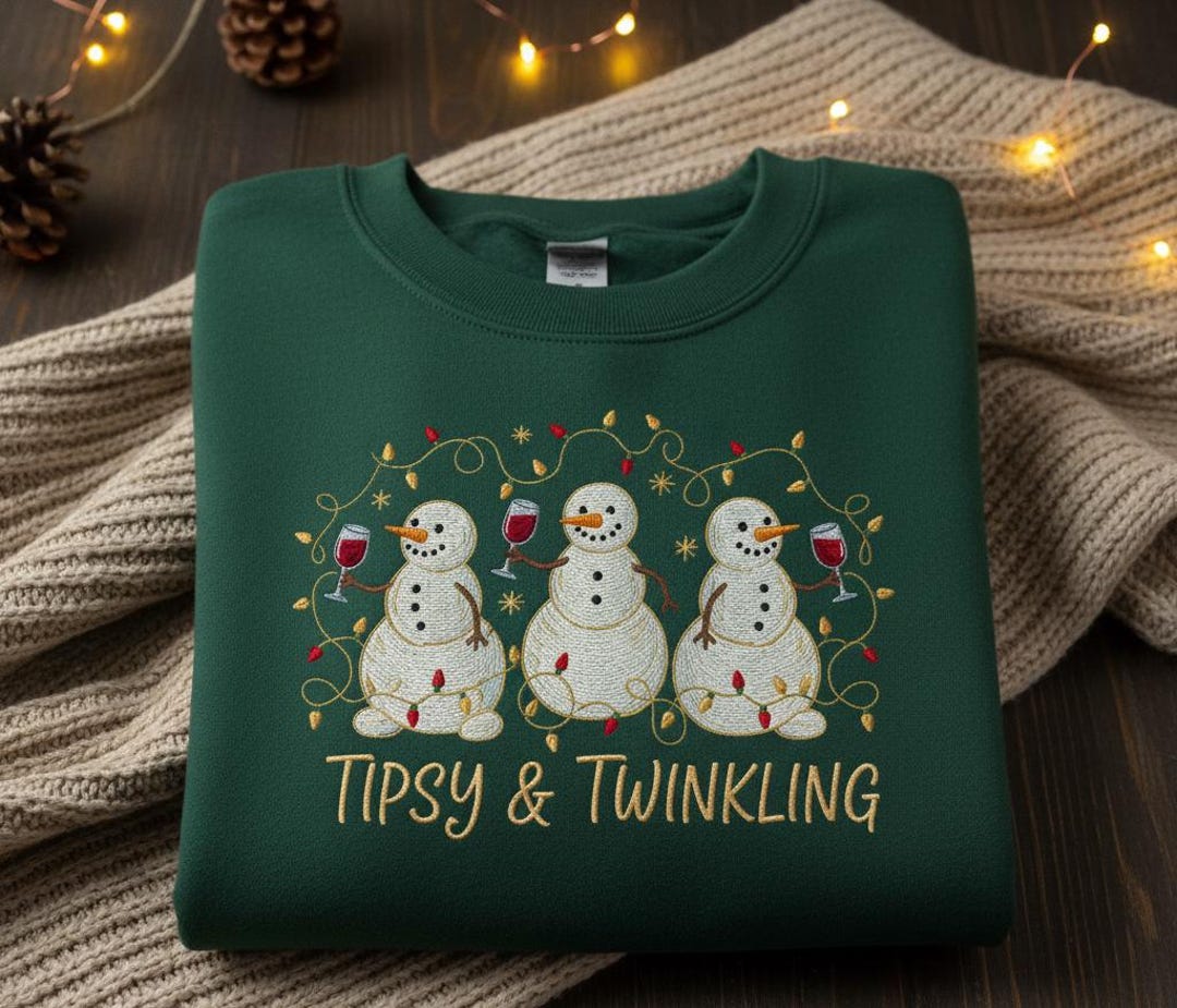 Custom Tipsy and Twinkling Snowman Christmas Sweatshirt With Funny ...