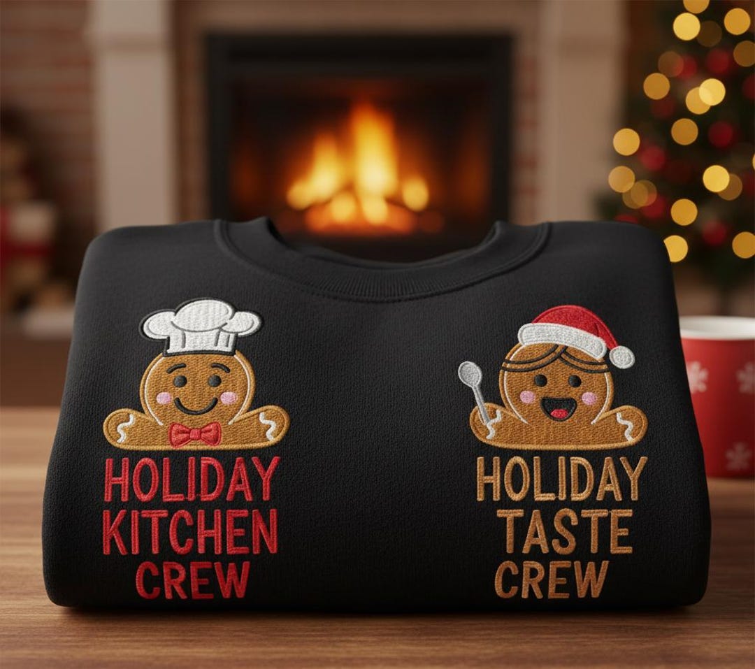 Holiday Gingerbread Crew Sweatshirt, Kitchen Team Embroidery, Christmas ...