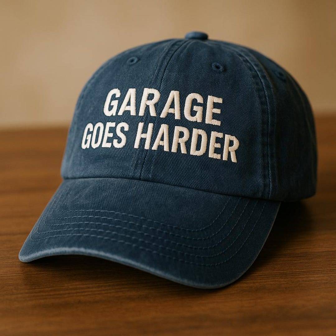 Custom Garage Goes Harder Dad Hat Embroidered Mechanic Cap Vintage ...