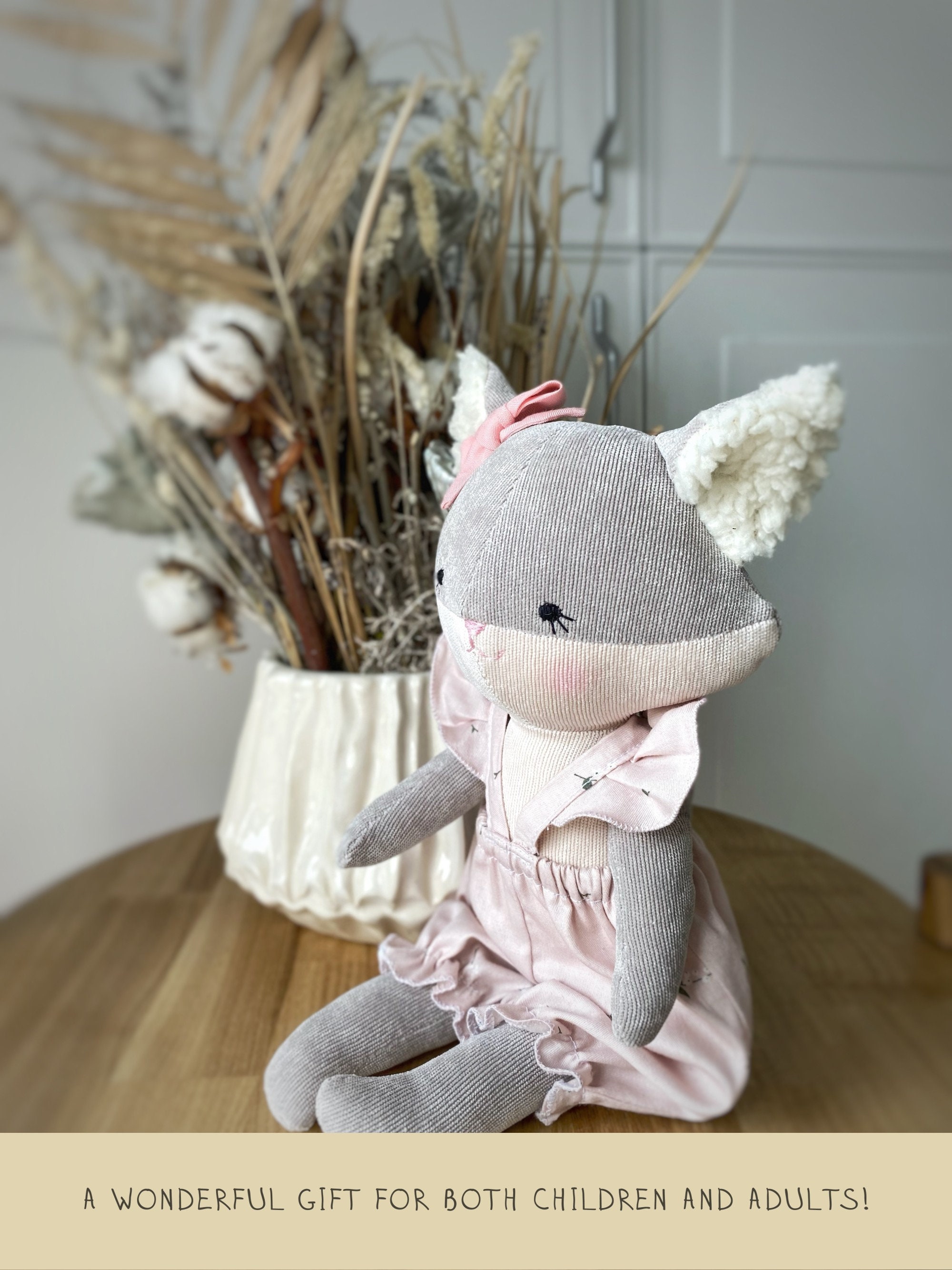 Handmade Fabric Toy KITTEN Cloth Figure Stuffed Toy 12 Inches - Etsy