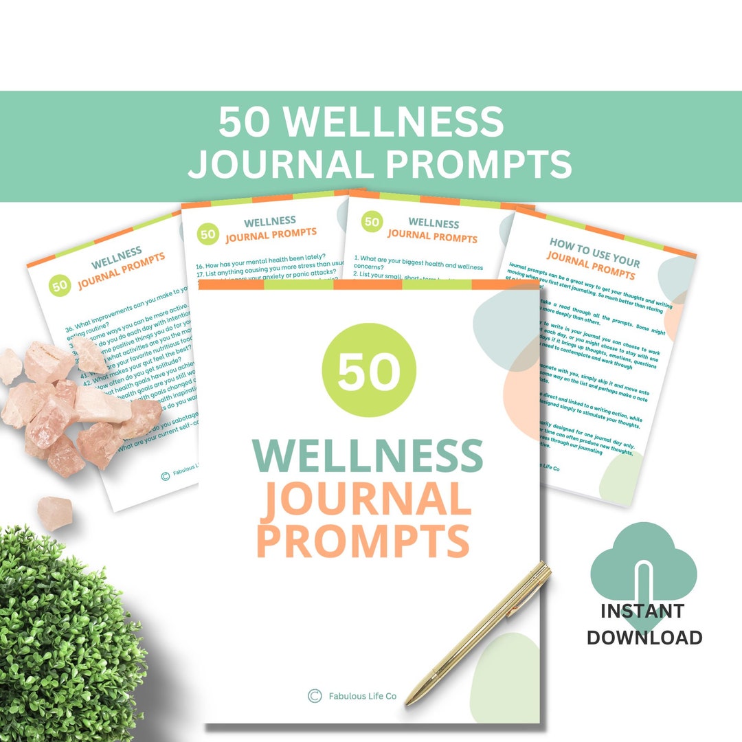 Wellness Journal Prompts, INSTANT DOWNLOAD PDF, 50 Guided Prompts ...