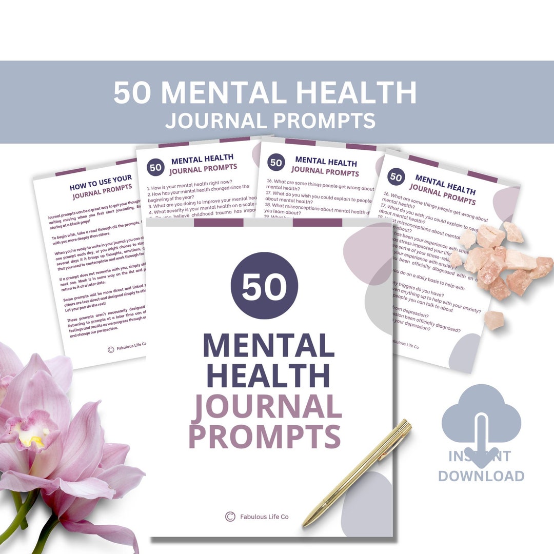 Journal Prompts for Stress, Anxiety and Mental Health INSTANT DOWNLOAD ...