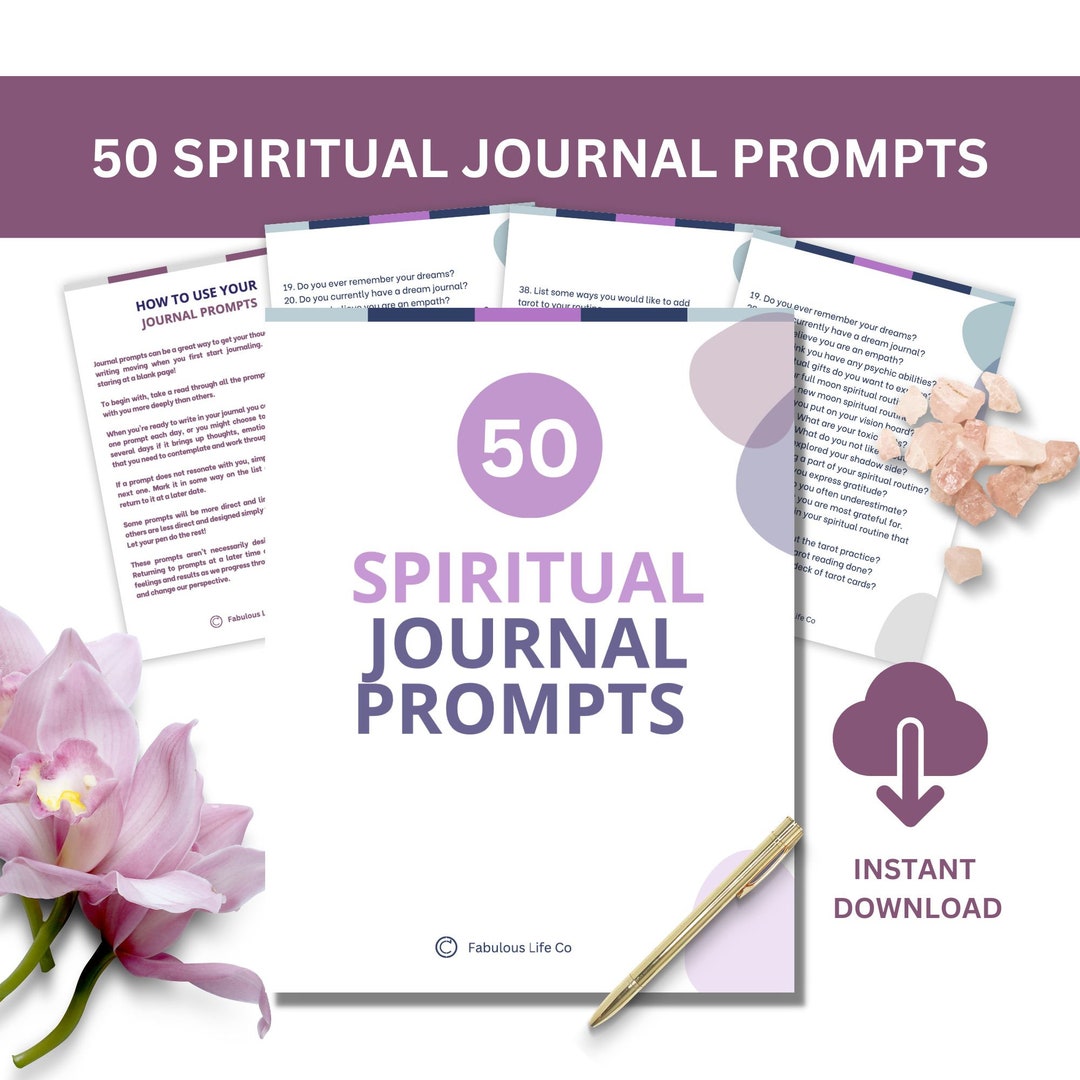 Spiritual Journal Prompts, INSTANT DOWNLOAD, 50 Guided Writing Prompts ...