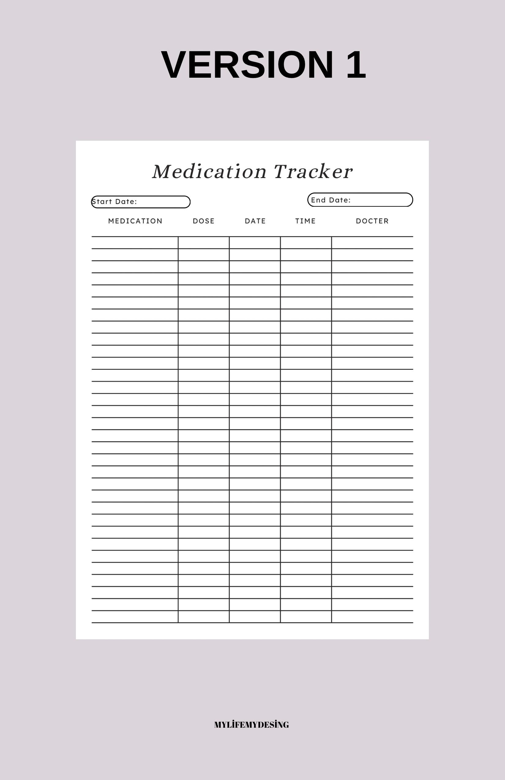 Medication Tracker, Printable, Medication Tracker, Medication Intake ...