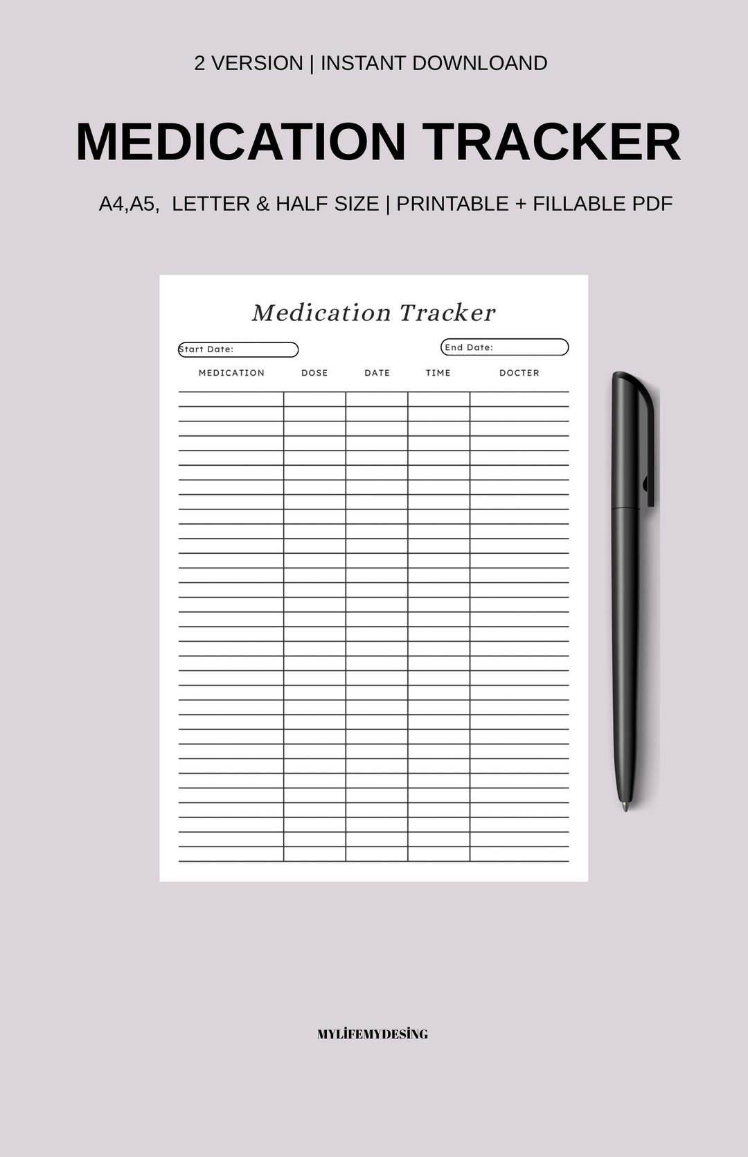 Medication Tracker, Printable, Medication Tracker, Medication Intake ...