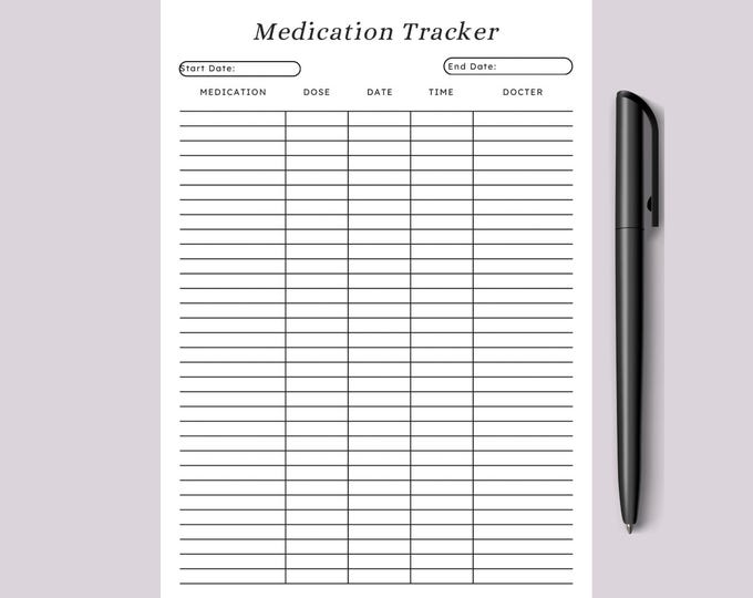 Medication Tracker, Printable, Medication Tracker, Medication Intake ...